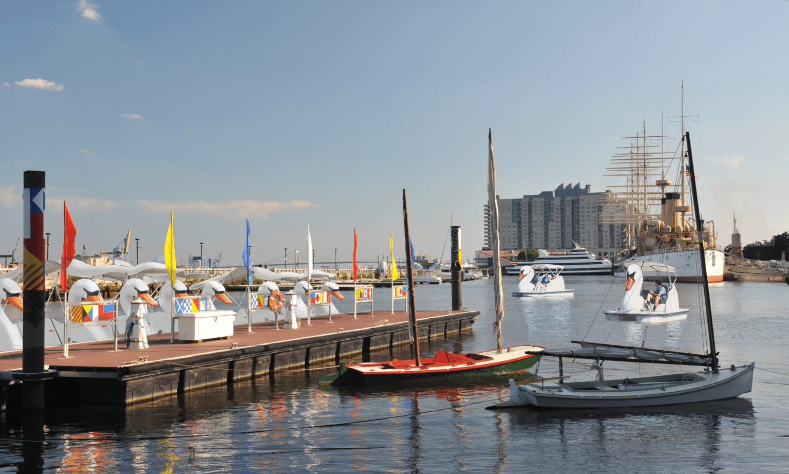 Swan Boats & Bikes at Penn's Landing Marina, PA - Wheel Fun Rentals